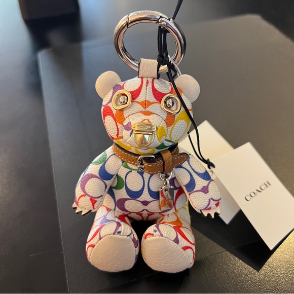 Coach | Other | Coach Bear Bag Charm In Rainbow Signature Canvas Cj953 ...